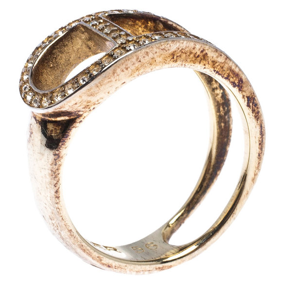 Etienne Aigner | Jewelry | Aigner Gold Tone Crystal Embellished Ring ...